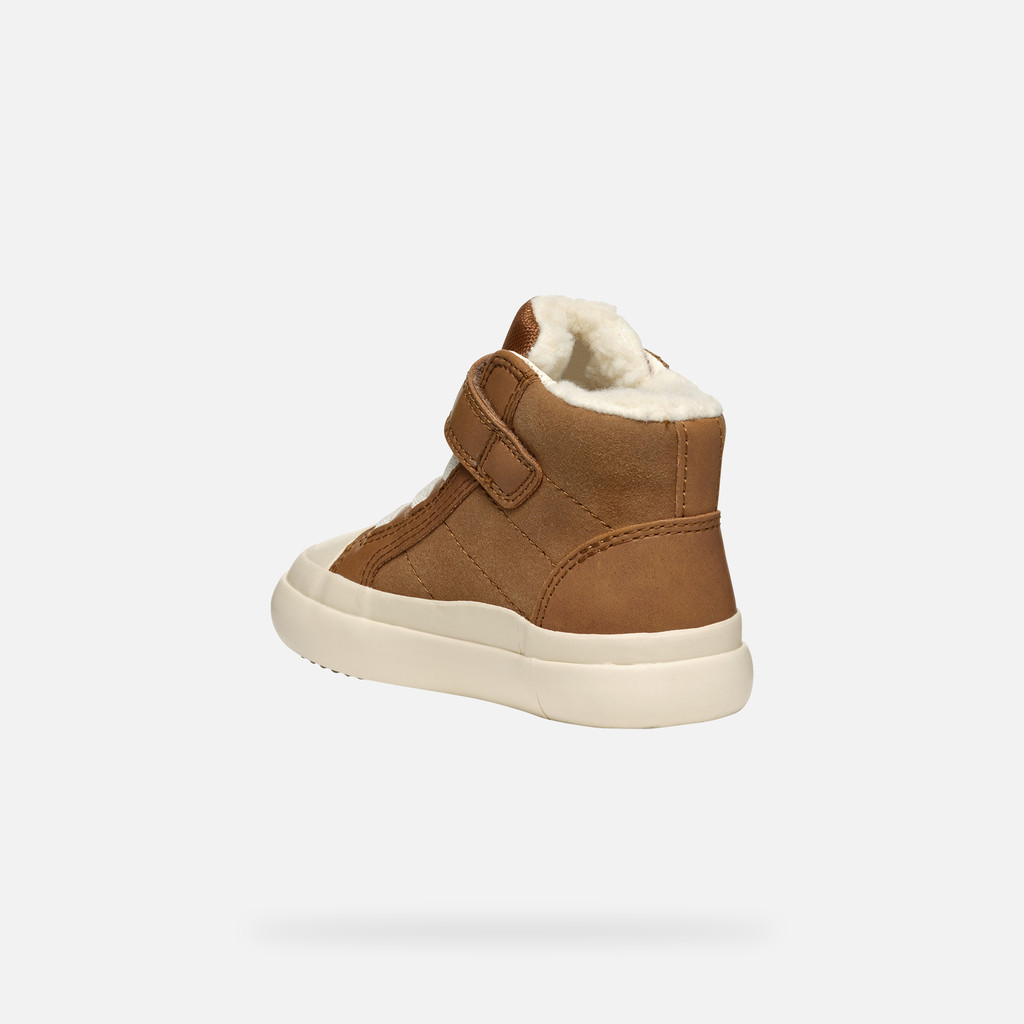 Geox® GISLI BABY: Brown High Top Sneakers | Geox
