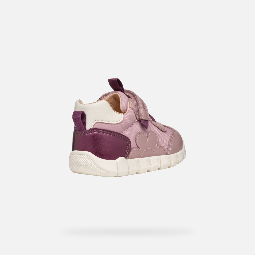 Geox® IUPIDOO BABY GIRL: Antique rose/Prune sneakers with straps | Geox