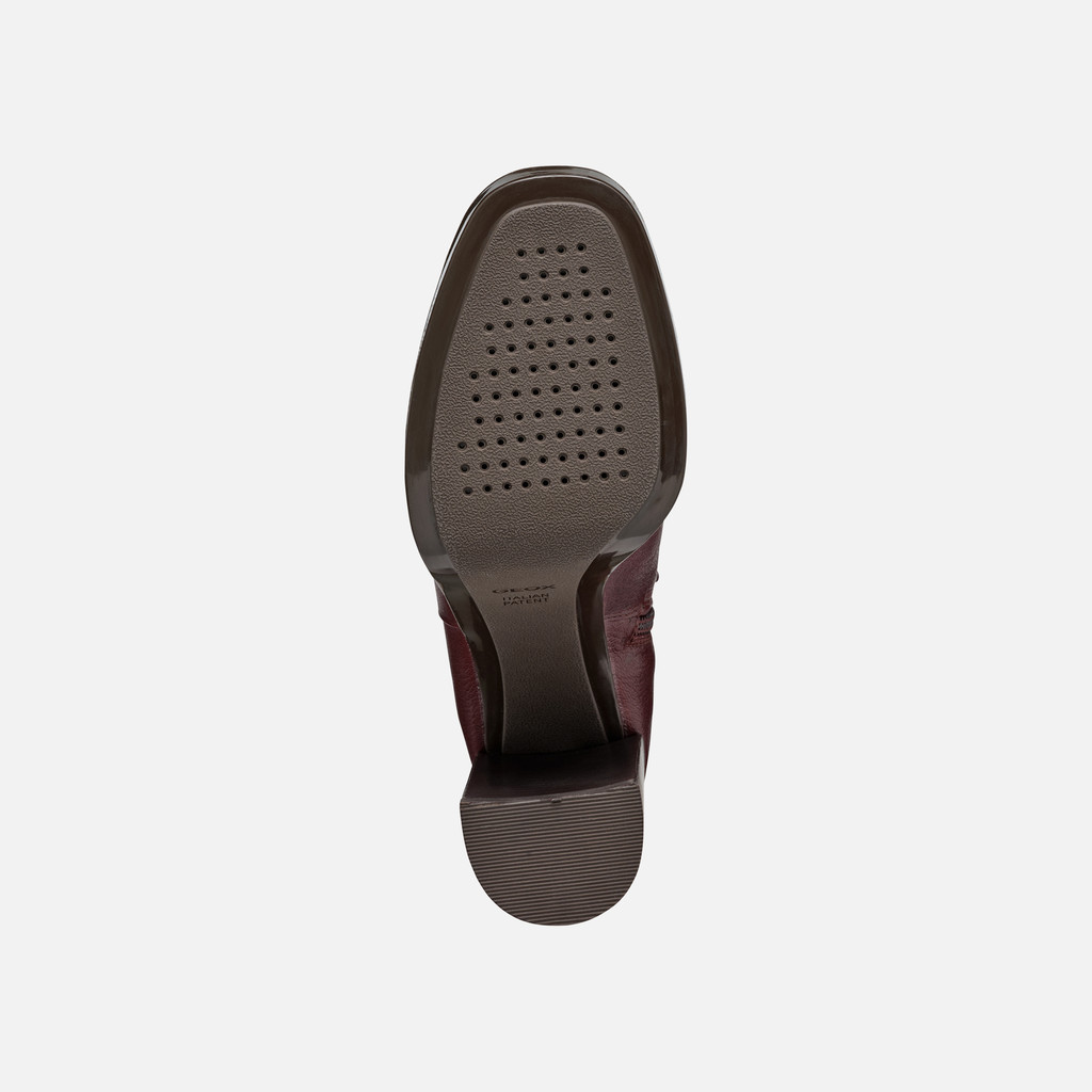 Geox® TEULADA WOMAN: Wine high-heel ankle boots | Geox