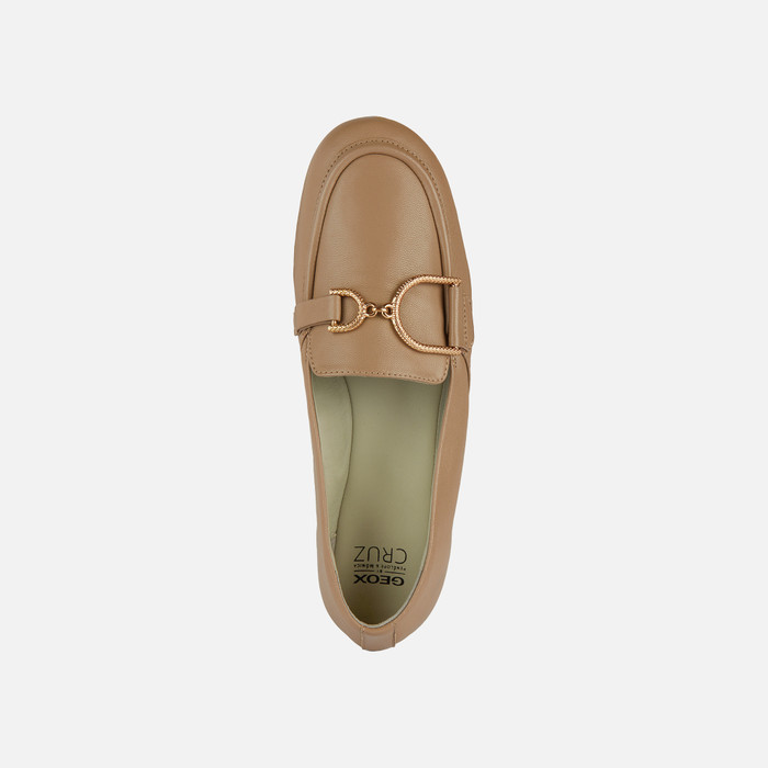 Geox® PALMARIA: Women's sand Leather Loafers | Geox® DIAMOND