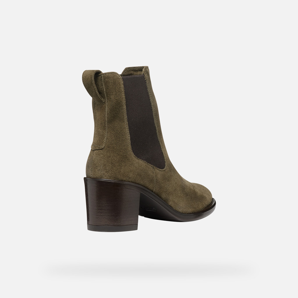 Geox® FARNIA DAME: Stiefeletten mit mittelhohem Absatz in Moosgrün | Geox