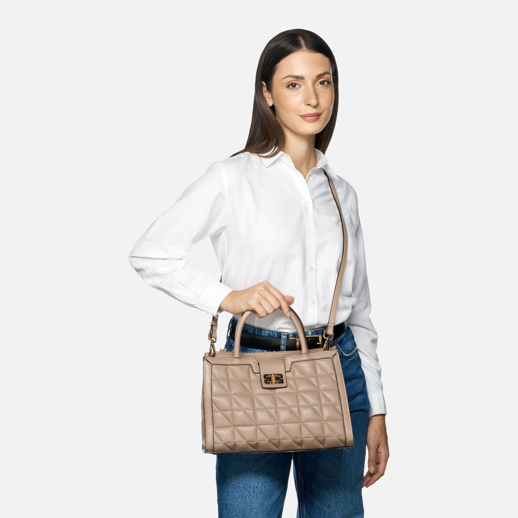 Geox® LEONORY WOMAN: Light Taupe handbag | Geox