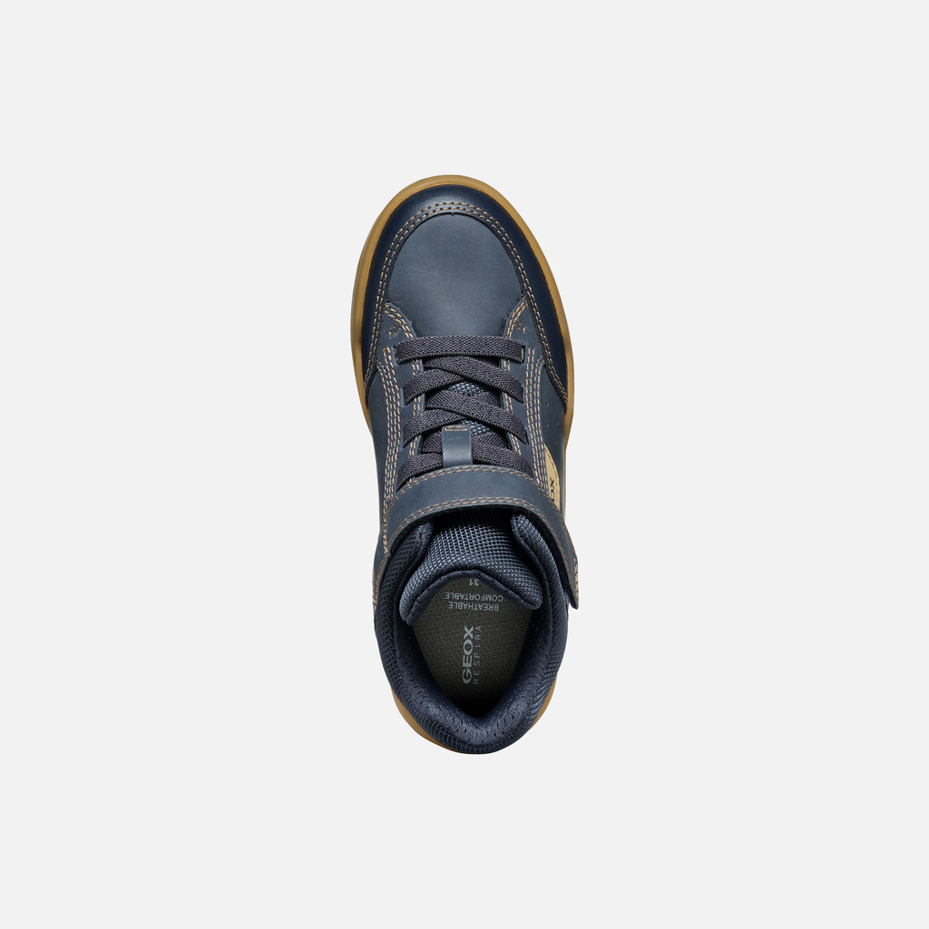 Geox® PERTH BOY: Navy/Beige High Top Sneakers | Geox ® Geox® PERTH BOY: Navy/Beige High Top Sneakers | Geox ®