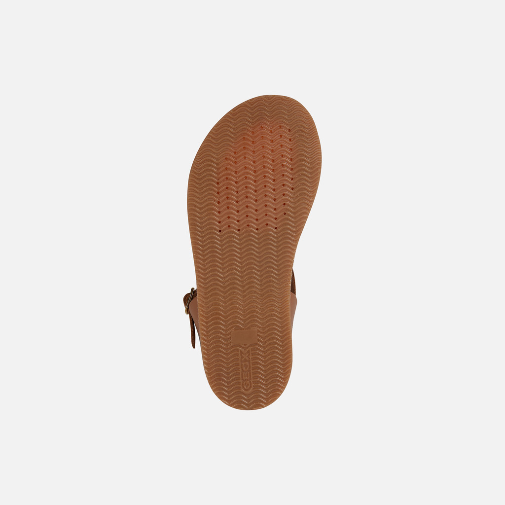 Geox® SANDAL EOLIE GIRL: Cognac/Rose gold open sandals | Geox