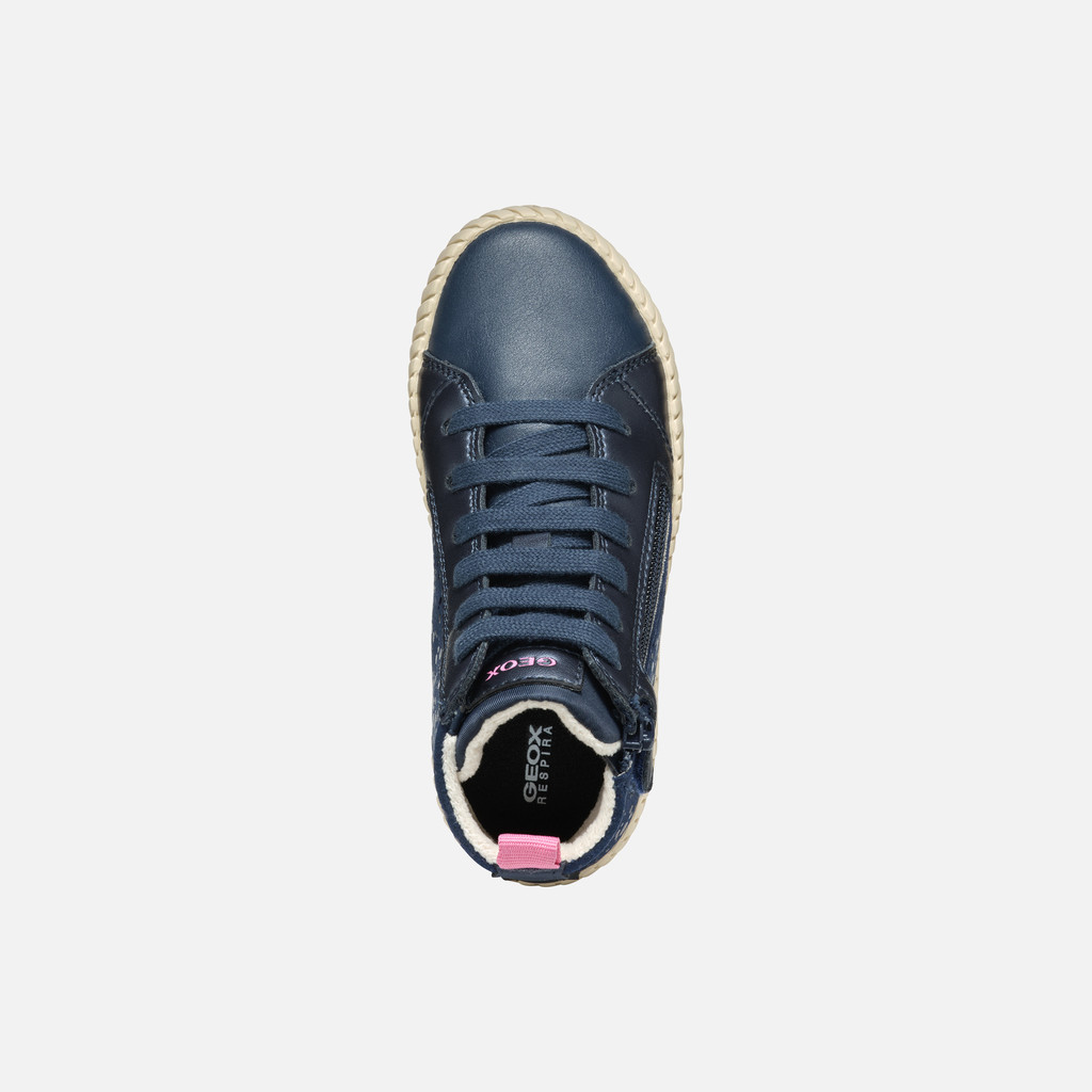 Geox® MIRROLESS GIRL: Navy High Top Sneakers | Geox