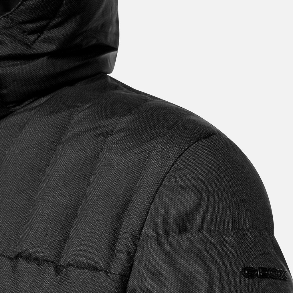 Geox® SANDFORD MAN: Dark Black Quilted jacket | Geox